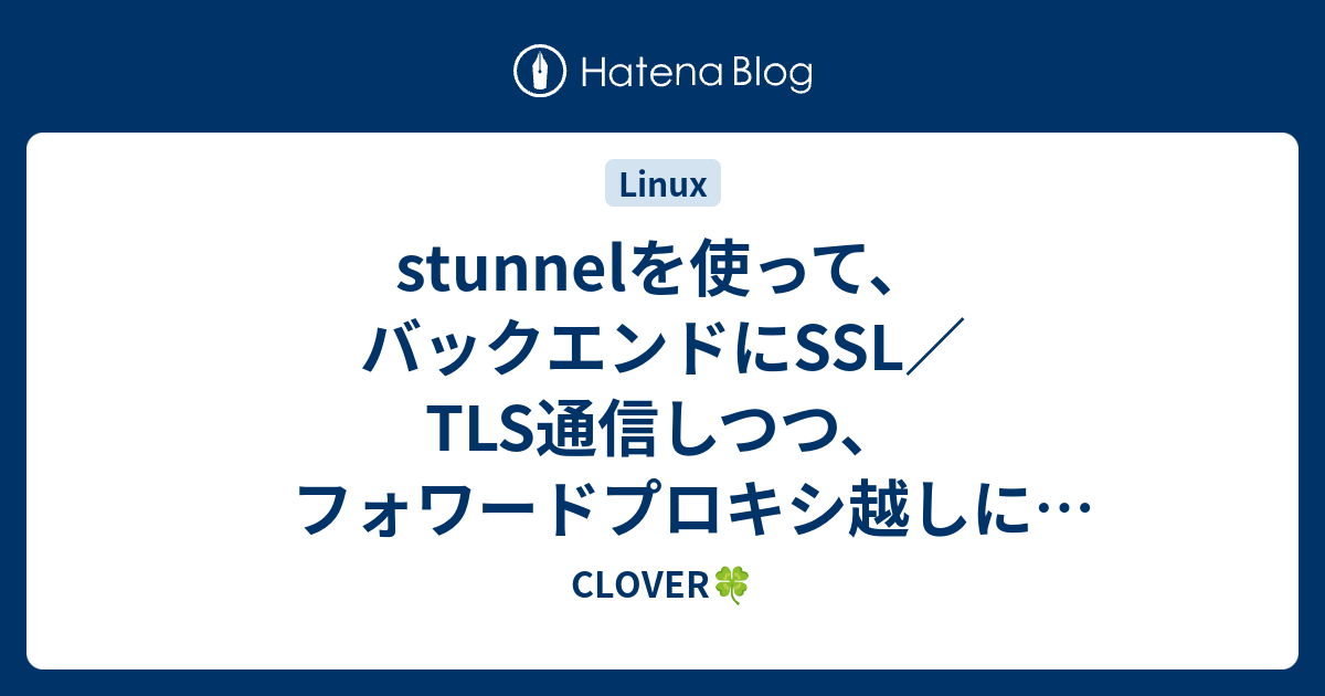 stunnelを使って、バックエンドにSSL／TLS通信しつつ、フォワードプロキシ越しにアクセスする - CLOVER🍀