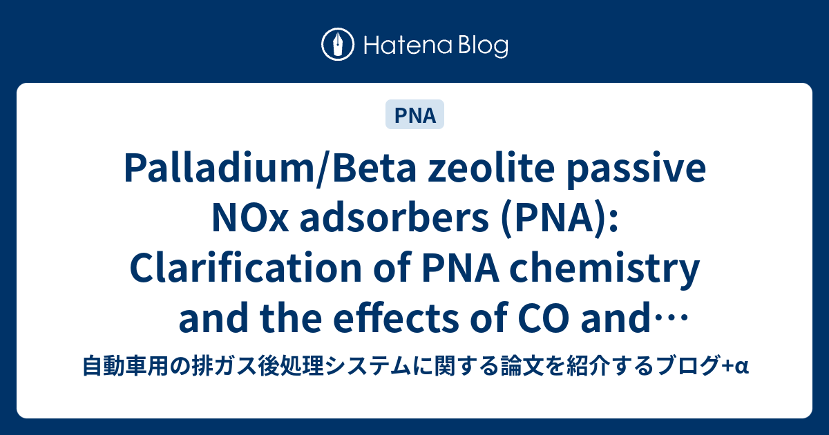 Palladium/Beta zeolite passive NOx adsorbers (PNA): Clarification of ...