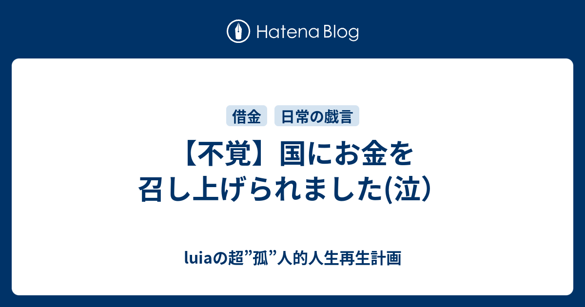 【不覚】国にお金を召し上げられました(泣） - luiaの超”孤”人的人生再生計画