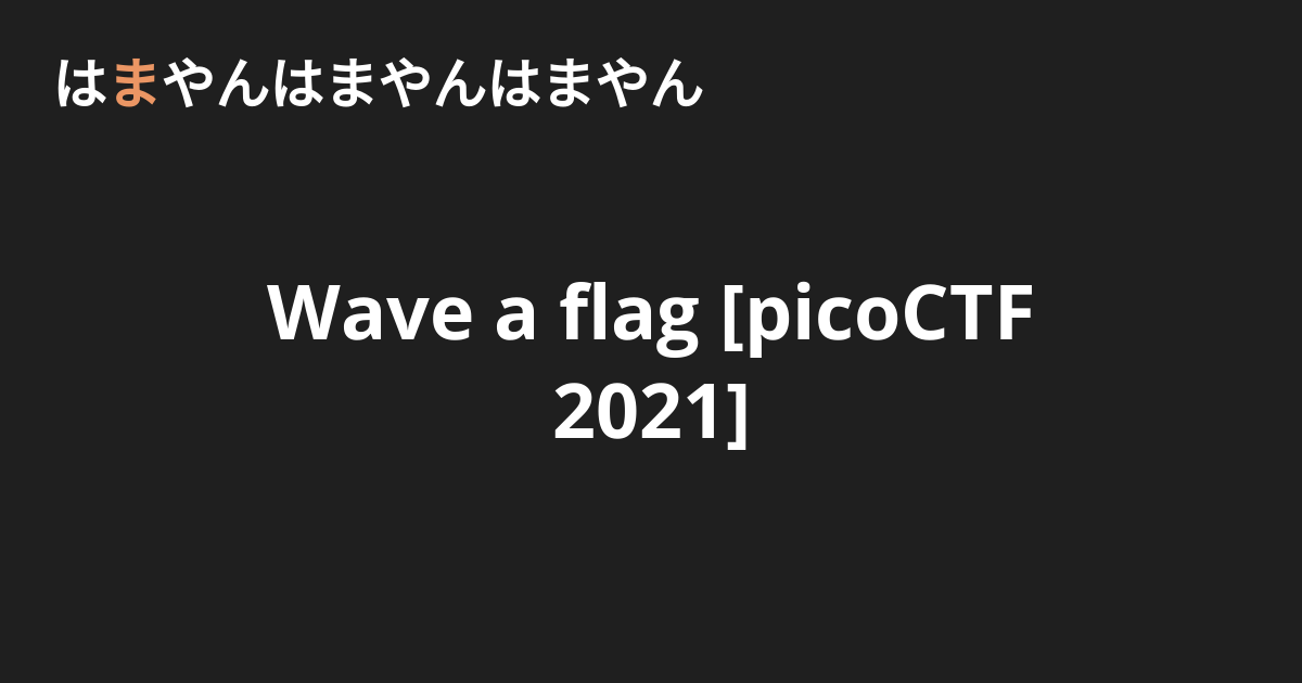 Wave a flag [picoCTF 2021] - はまやんはまやんはまやん