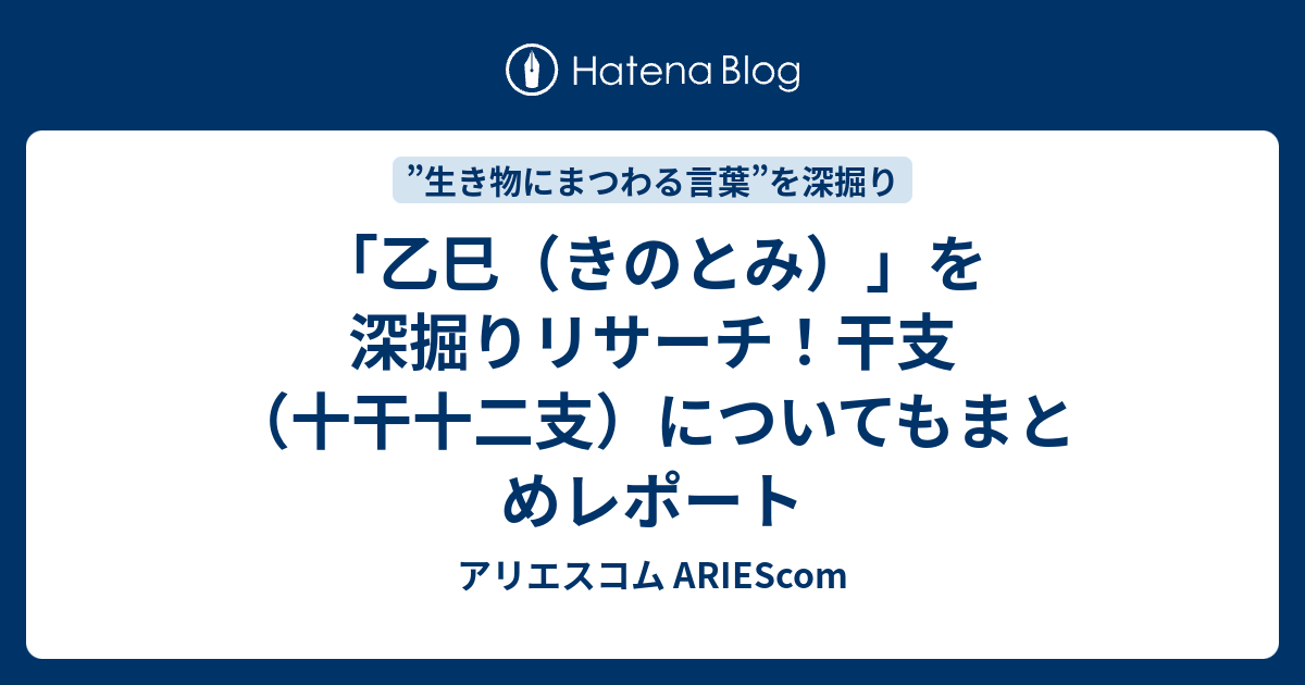 「乙巳（きのとみ）」を深掘りリサーチ！干支（十干十二支）についてもまとめレポート - アリエスコム ARIEScom