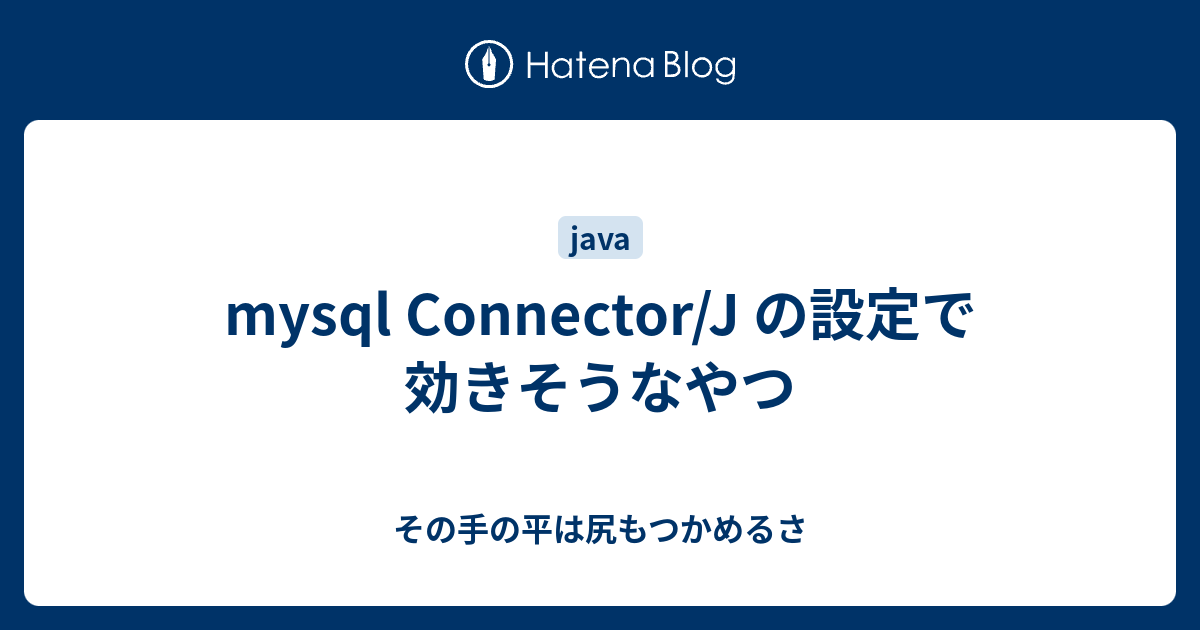 mysql Connector/J の設定で効きそうなやつ - その手の平は尻もつかめるさ