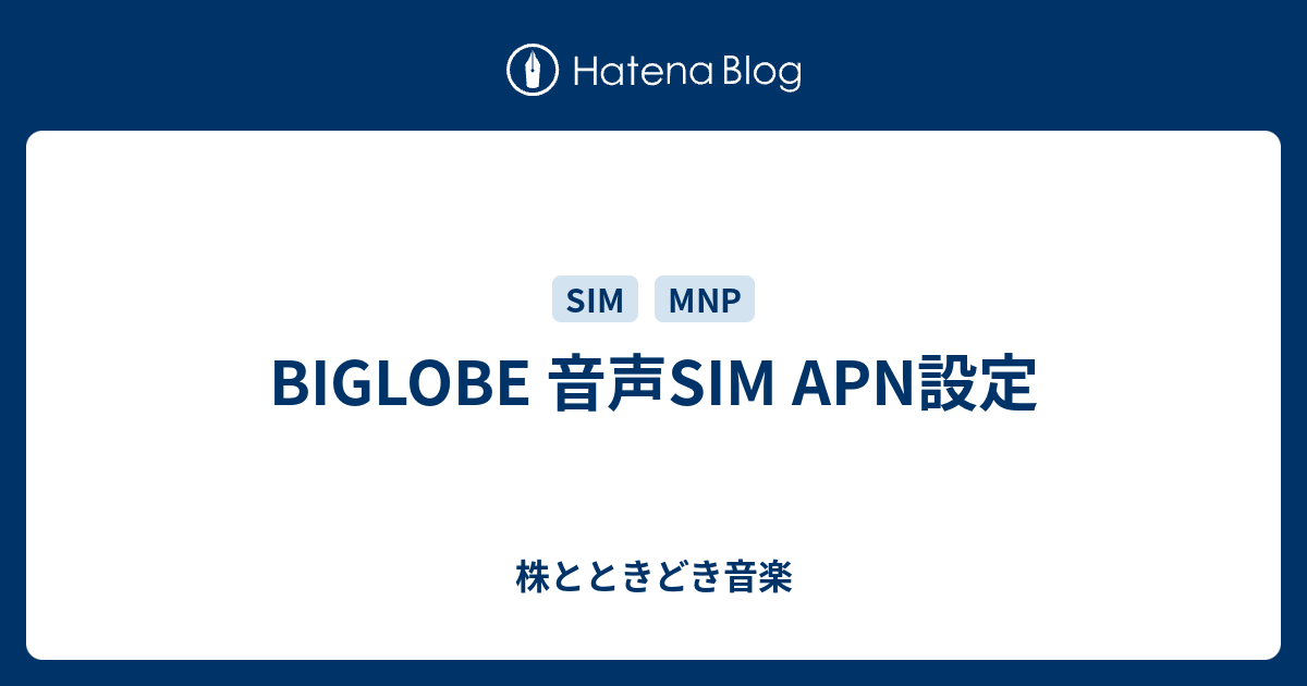 BIGLOBE 音声SIM APN設定 - 株とときどき音楽
