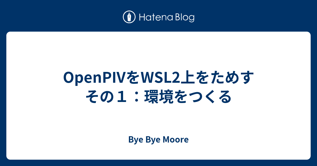 OpenPIVをWSL2上をためす その1：環境をつくる - Bye Bye Moore