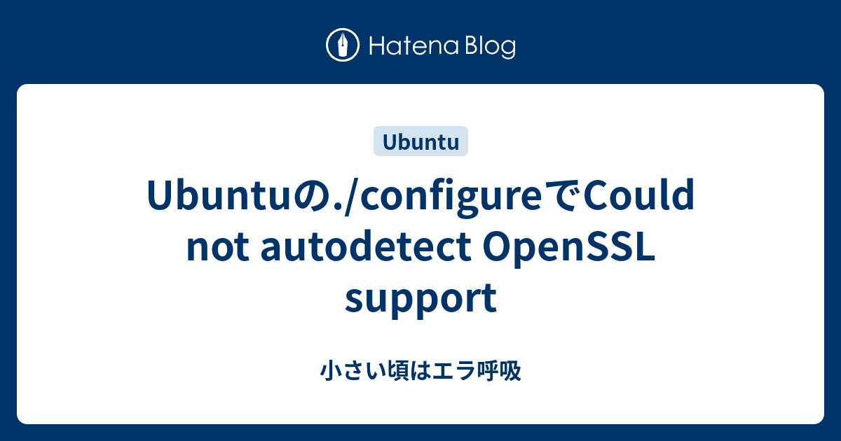 Ubuntuのconfigureでcould Not Autodetect Openssl Support 小さい頃はエラ呼吸 