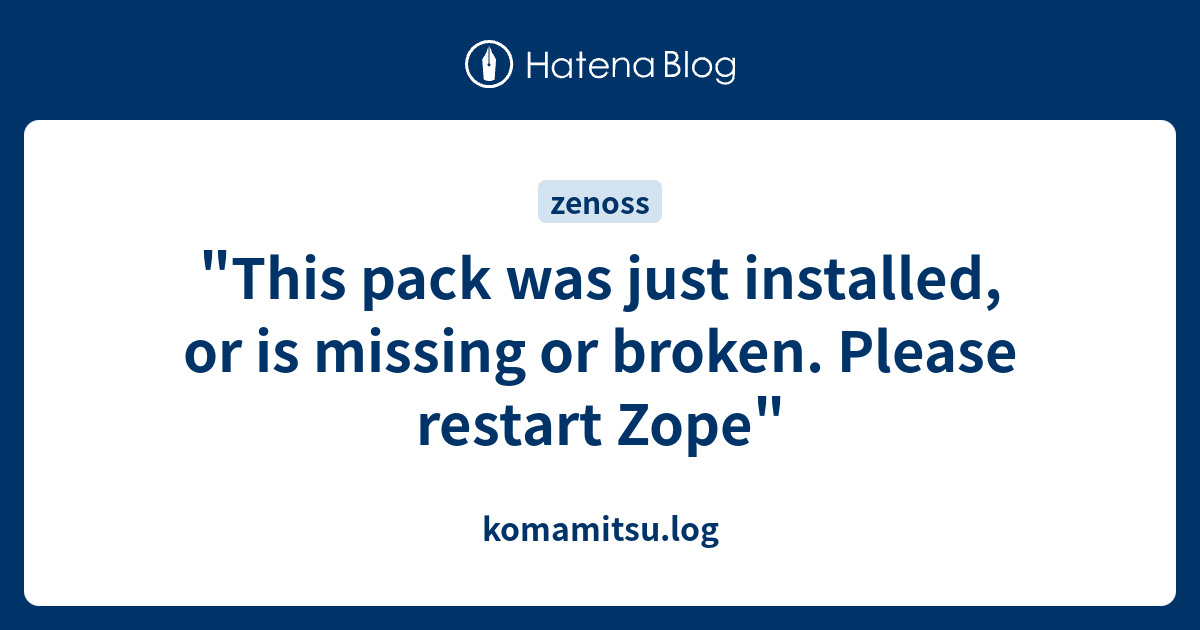 "This pack was just installed, or is missing or broken. Please restart ...