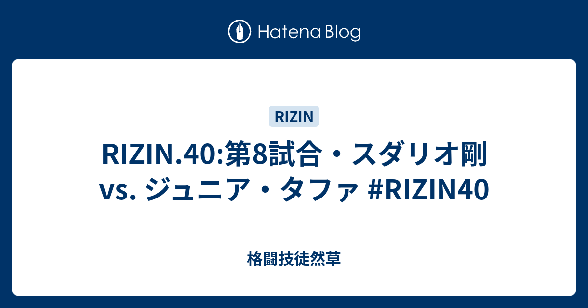 RIZIN.40:第8試合・スダリオ剛 vs. ジュニア・タファ #RIZIN40 - 格闘技徒然草