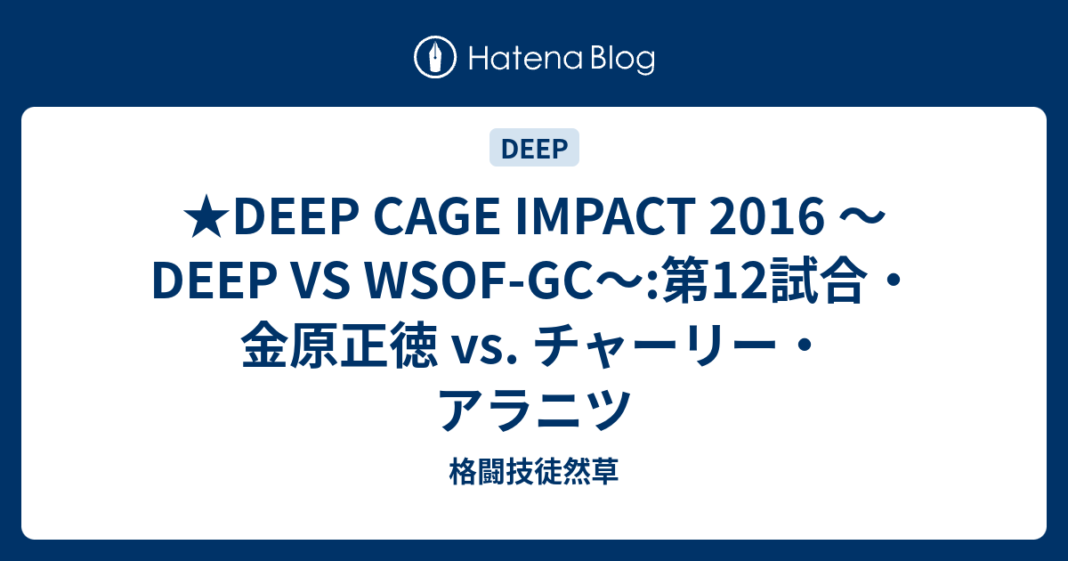 ★DEEP CAGE IMPACT 2016 〜DEEP VS WSOF-GC〜:第12試合・金原正徳 vs. チャーリー・アラニツ - 格闘技徒然草