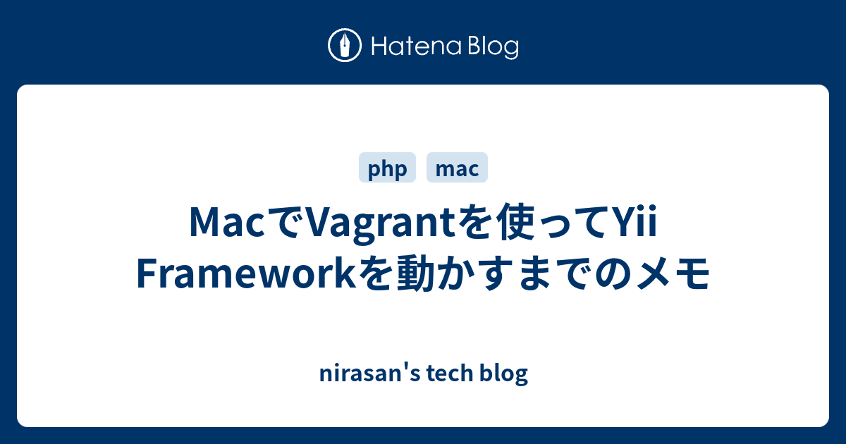 MacでVagrantを使ってYii Frameworkを動かすまでのメモ - nirasan's tech blog