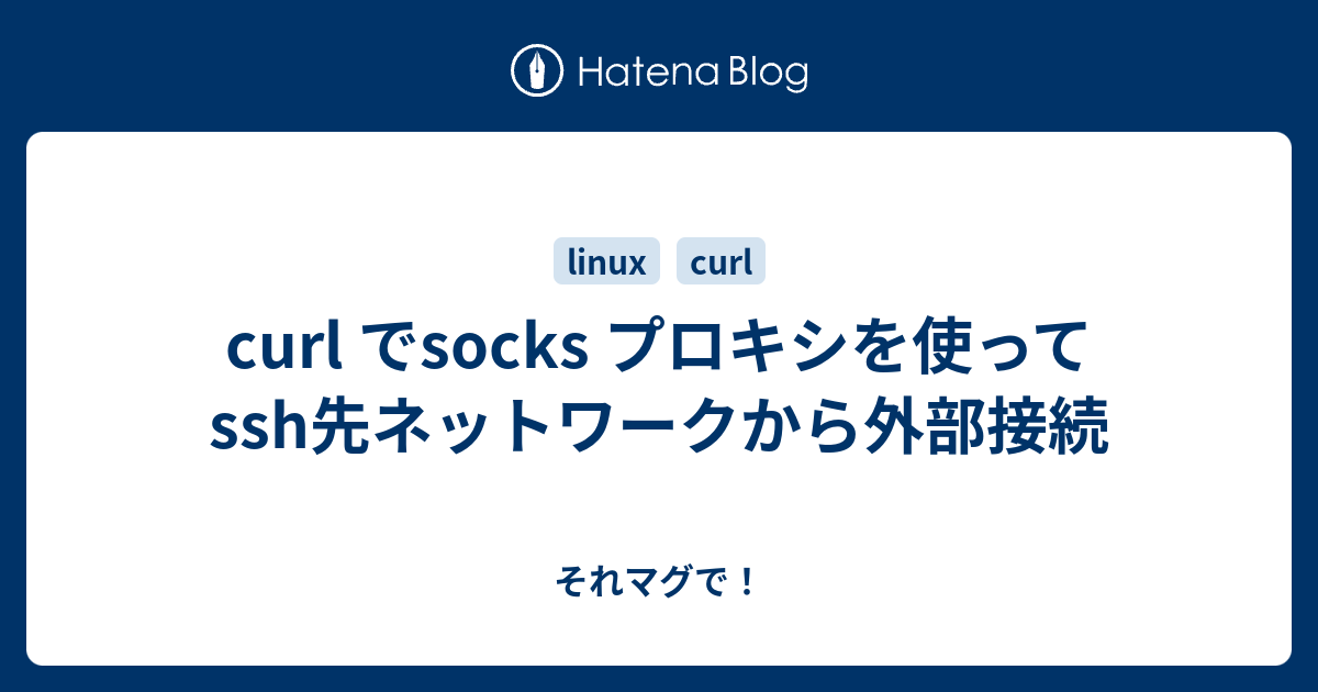 curl でsocks プロキシを使ってssh先ネットワークから外部接続 - それマグで！