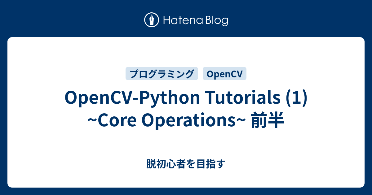 OpenCV-Python Tutorials (1) ~Core Operations~ 前半 - 脱初心者を目指す