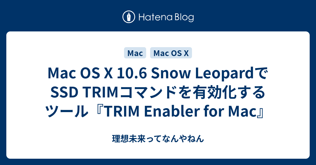 Mac OS X 10.6 Snow LeopardでSSD TRIMコマンドを有効化するツール『TRIM Enabler for Mac』 - 理想未来ってなんやねん