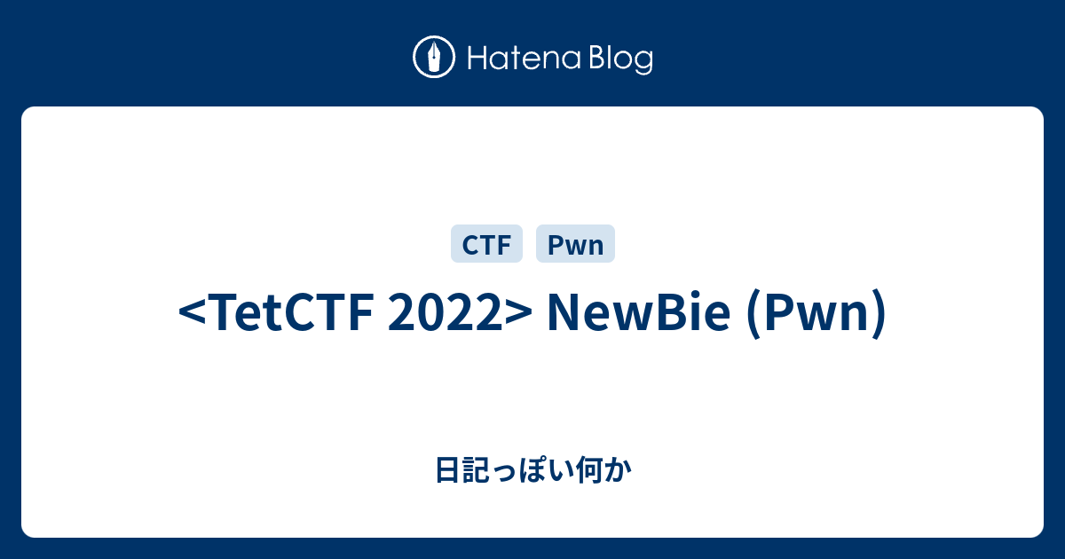NewBie (Pwn) - 日記っぽい何か