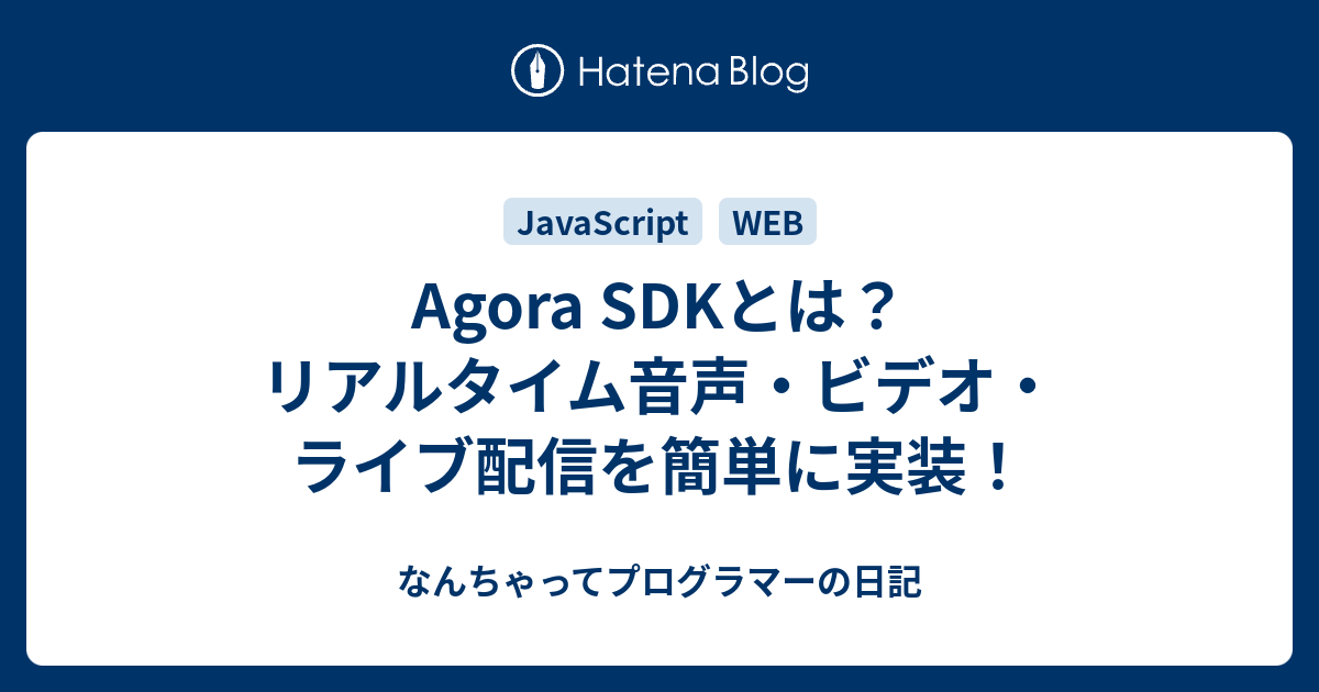 Agora SDKとは？リアルタイム音声・ビデオ・ライブ配信を簡単に実装！ - なんちゃってプログラマーの日記