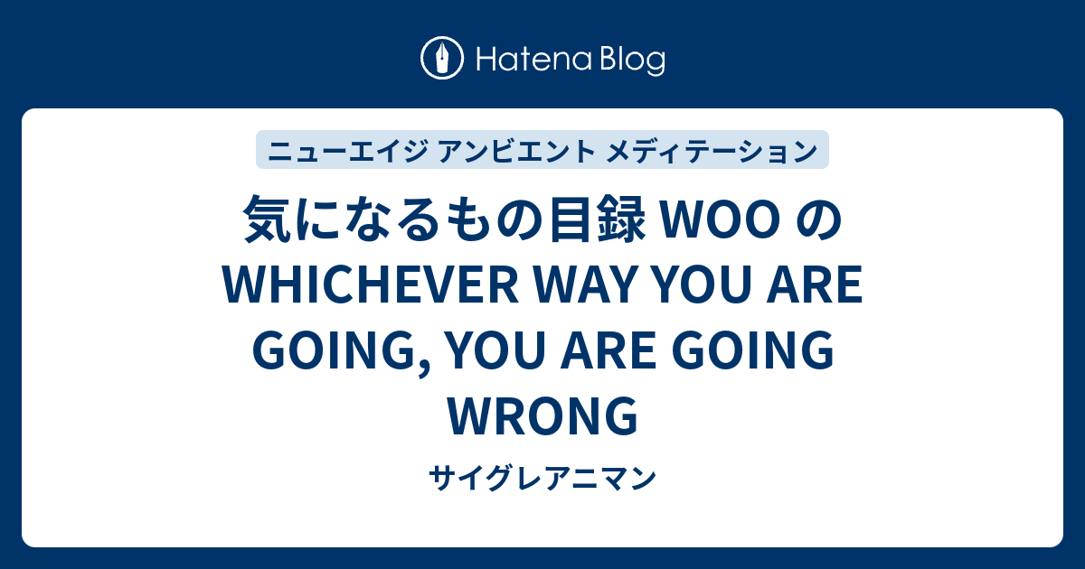 気になるもの目録 WOO の WHICHEVER WAY YOU ARE GOING, YOU ARE GOING WRONG - サイグレアニマン