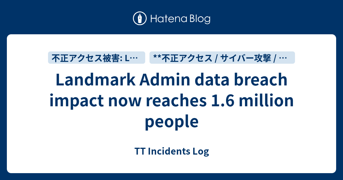 Landmark Admin data breach impact now reaches 1.6 million people - TT Incidents Log