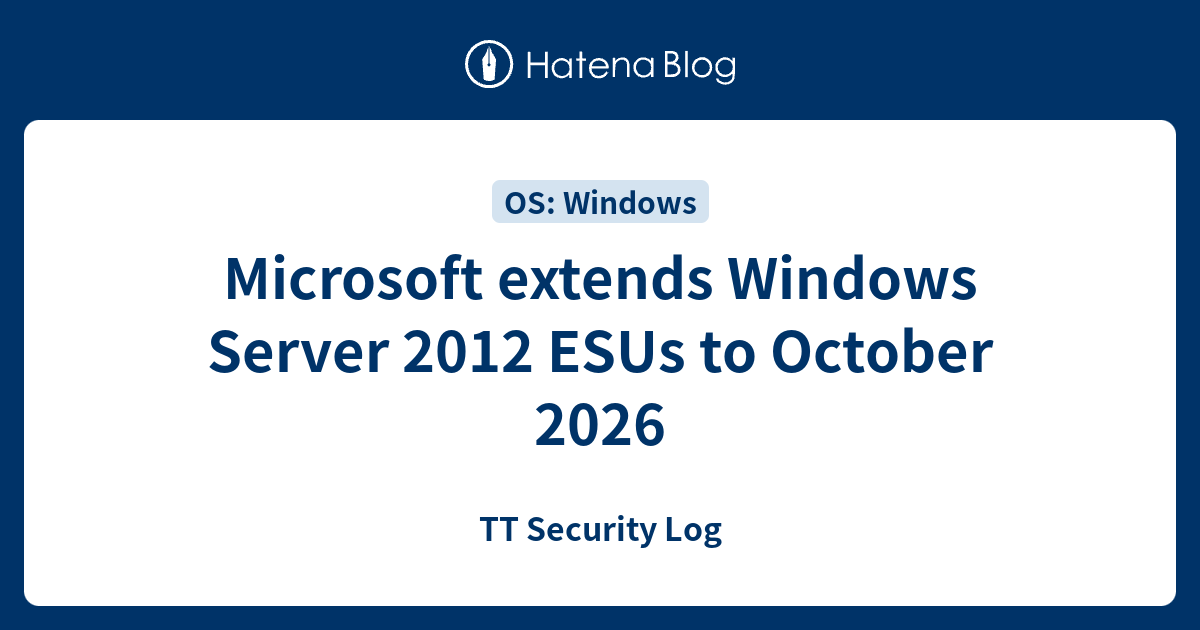 Microsoft extends Windows Server 2012 ESUs to October 2026 - TT ...