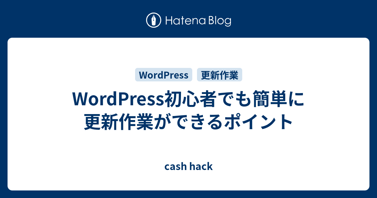 WordPress初心者でも簡単に更新作業ができるポイント - cash hack