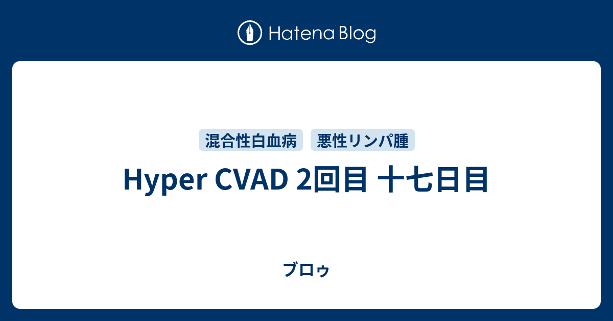 Hyper CVAD 2回目 十七日目 - ブロゥ