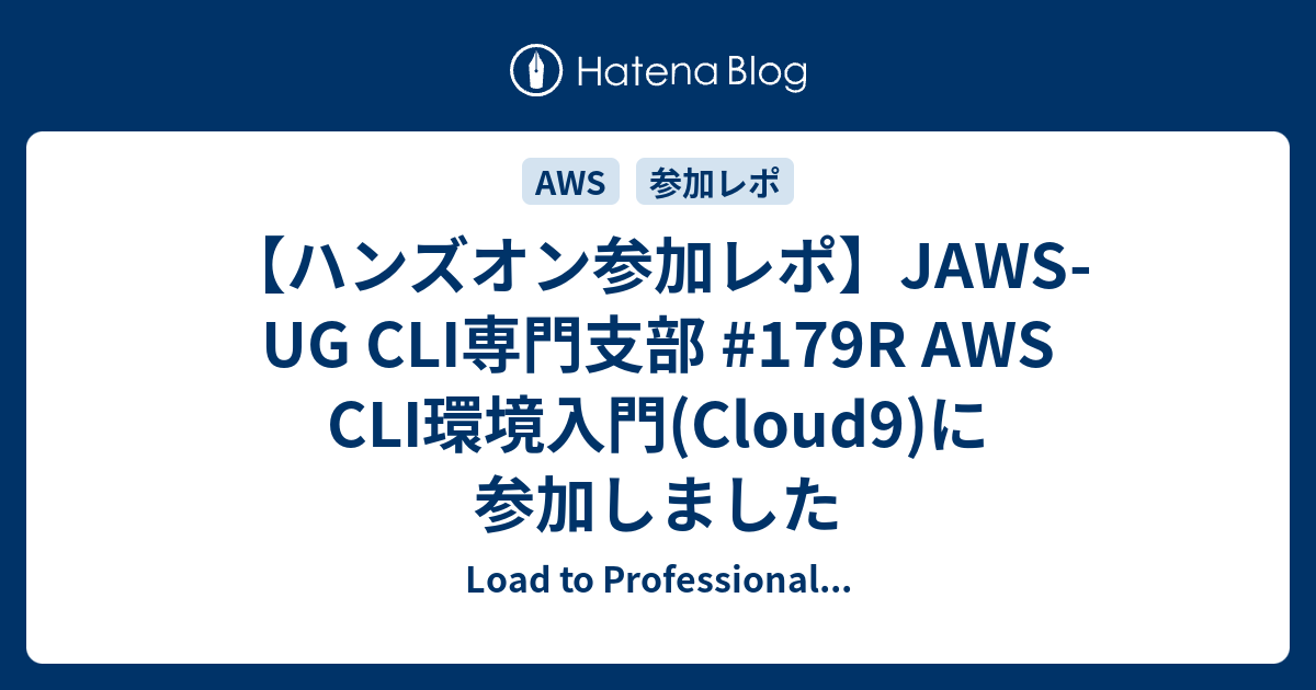 【ハンズオン参加レポ】JAWS-UG CLI専門支部 #179R AWS CLI環境入門(Cloud9)に参加しました - Load to Professional...