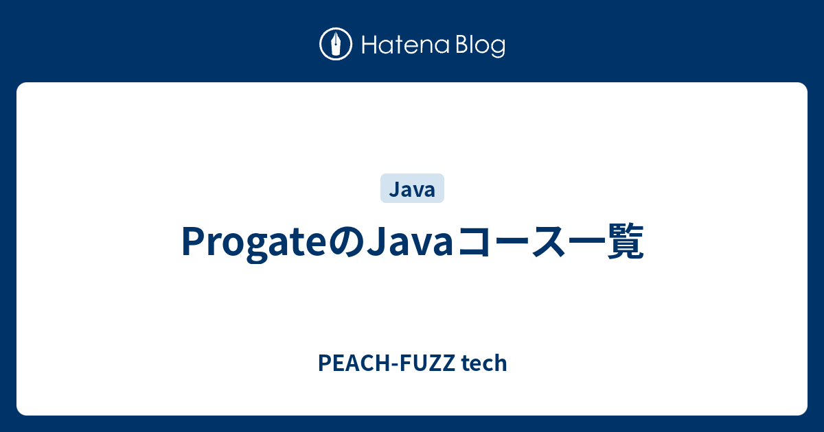 ProgateのJavaコース一覧 - PEACH-FUZZ tech