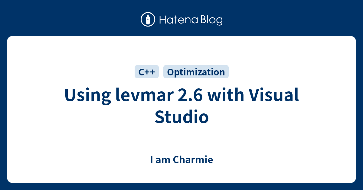Using levmar 2.6 with Visual Studio - I am Charmie