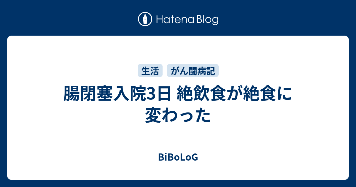 腸閉塞入院3日 絶飲食が絶食に変わった Bibolog