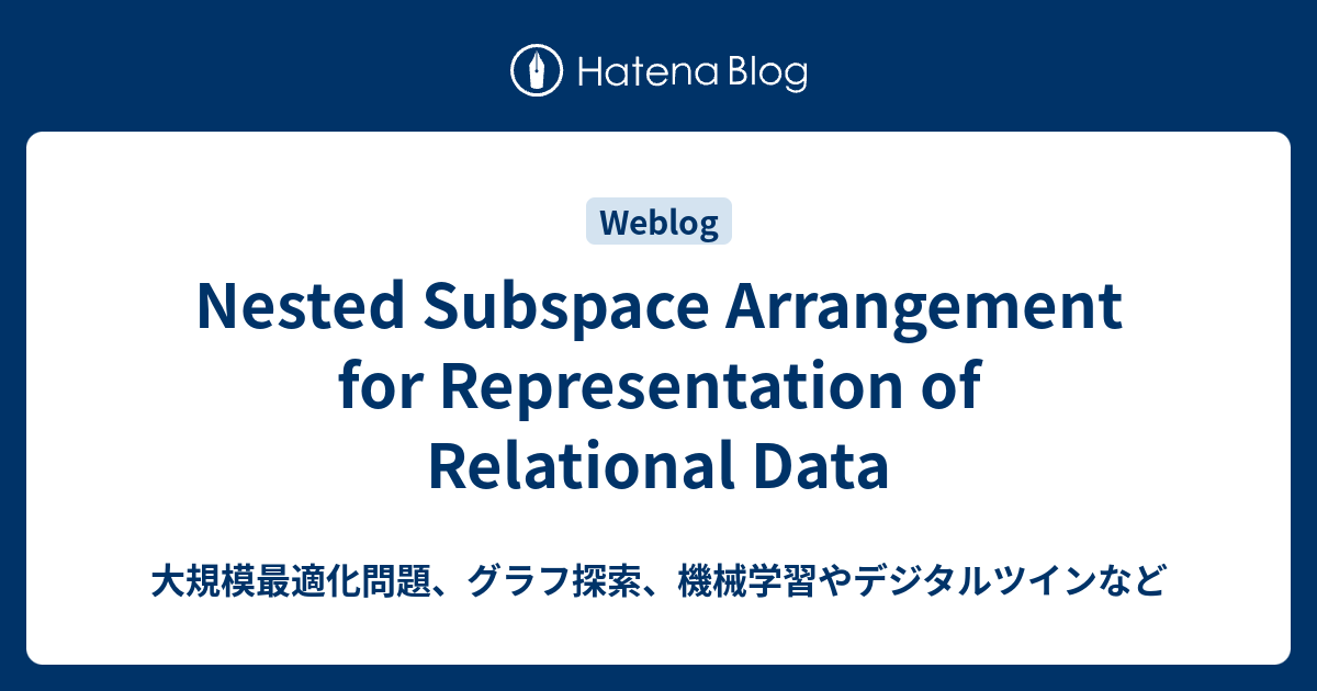 Nested Subspace Arrangement for Representation of Relational Data - 大規模最適化問題、グラフ探索、機械学習やデジタルツインなど