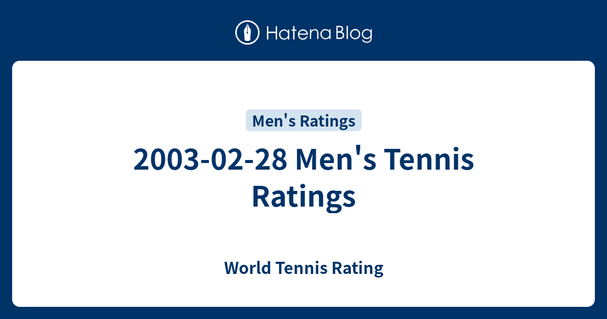 2003-02-28 Men's Tennis Ratings - Andre AGASSI (USA, 32y10m) is ranked ...