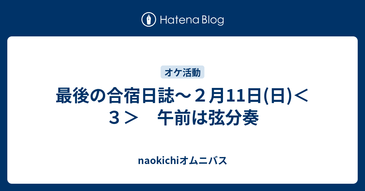 最後の合宿日誌～2月11日(日)＜3＞ 午前は弦分奏 - naokichiオムニバス