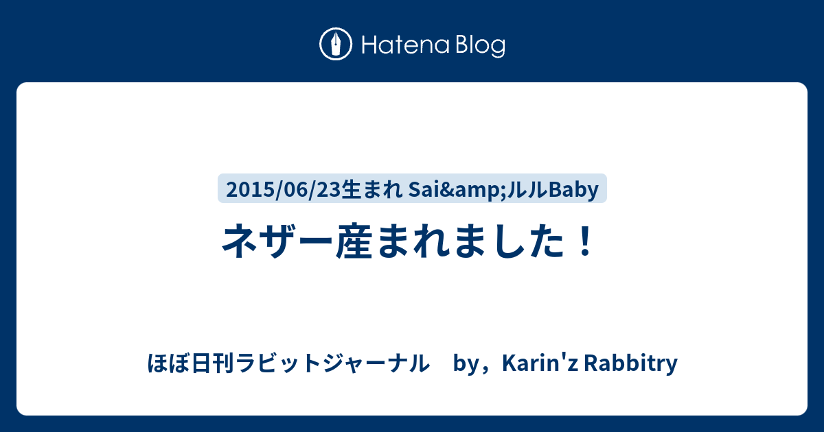 ネザー産まれました！ - ほぼ日刊ラビットジャーナル by，Karin'z Rabbitry