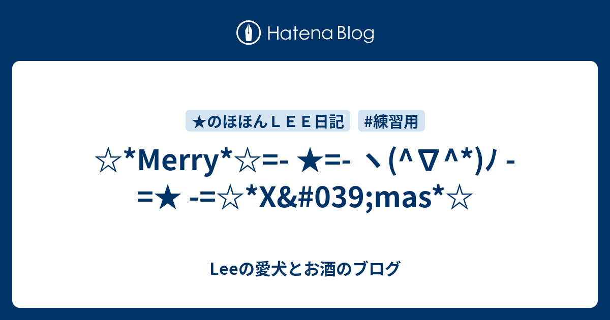 Merry*☆=- ★=- ヽ(^∇^*)ﾉ -=★ -=☆*X'mas*☆ - Leeの愛犬とお酒のブログ