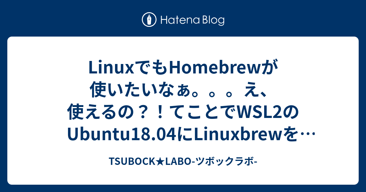 LinuxでもHomebrewが使いたいなぁ。。。え、使えるの？！てことでWSL2のUbuntu18.04にLinuxbrewをインストールしてみた - TSUBOCK★LABO-ツボックラボ-