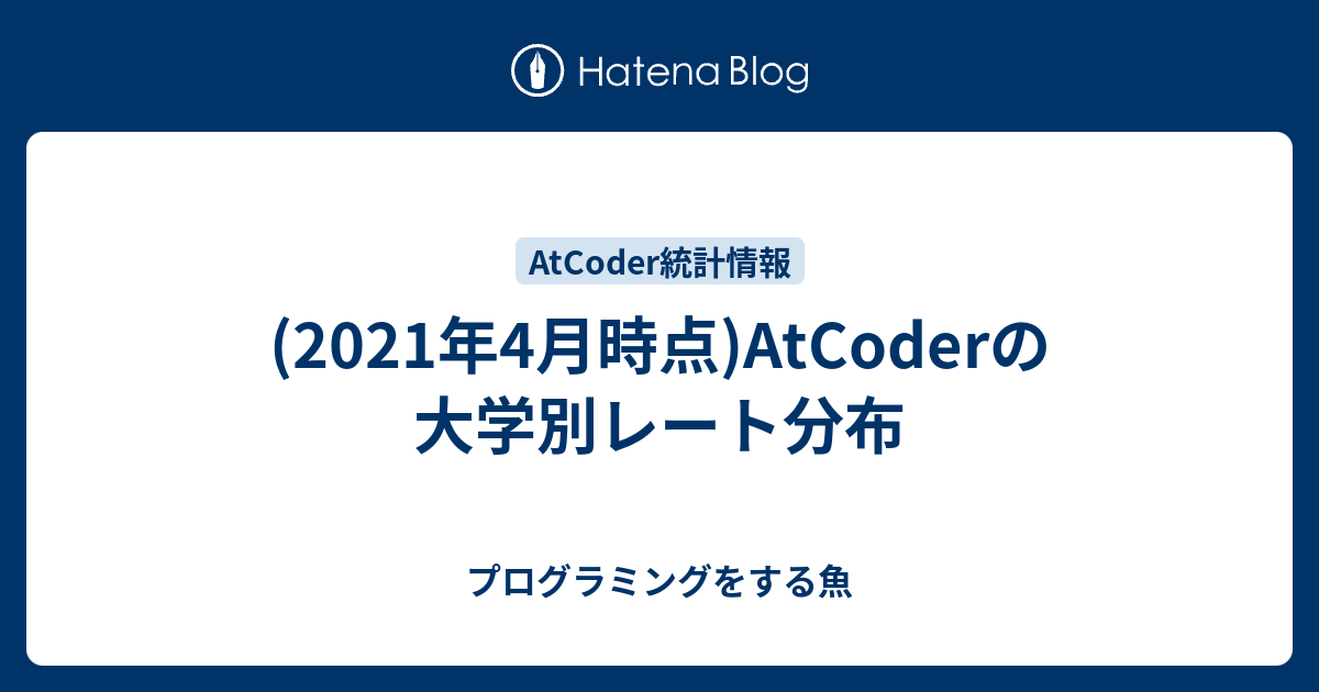 (2021年4月時点)AtCoderの大学別レート分布 - プログラミングをする魚