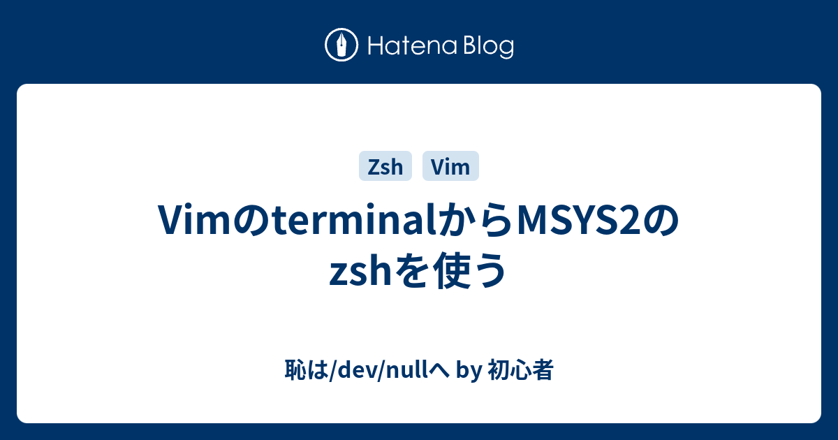 VimのterminalからMSYS2のzshを使う - 恥は/dev/nullへ by 初心者