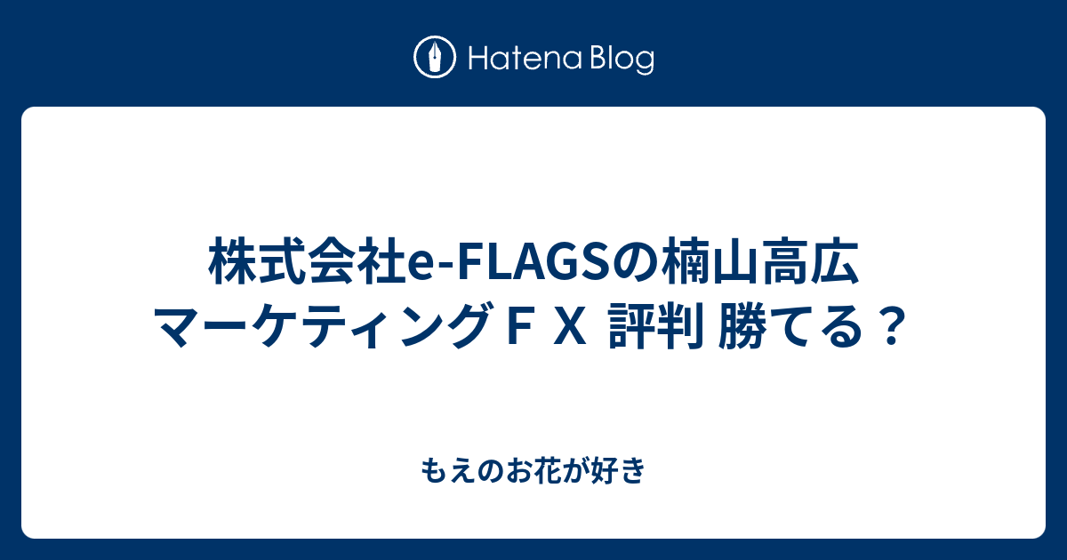 株式会社e-FLAGSの楠山高広 マーケティングFX 評判 勝てる？ - もえのお花が好き