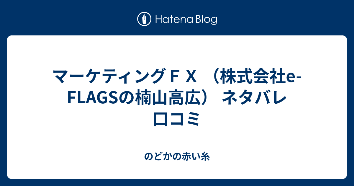 マーケティングFX （株式会社e-FLAGSの楠山高広） ネタバレ 口コミ - のどかの赤い糸