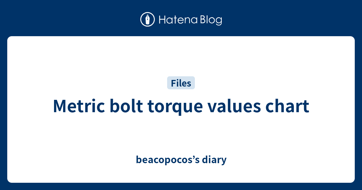 Metric bolt torque values chart - beacopocos’s diary