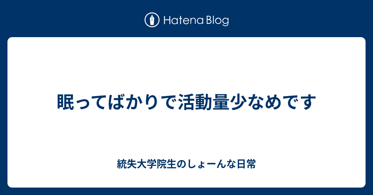 眠ってばかりで活動量少なめです 統失大学院生のしょーんな日常 