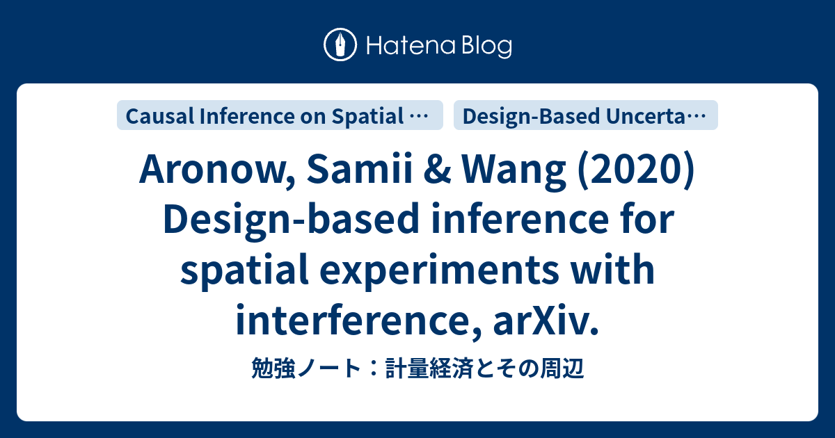 Aronow, Samii & Wang (2020) Design-based inference for spatial experiments with interference ...