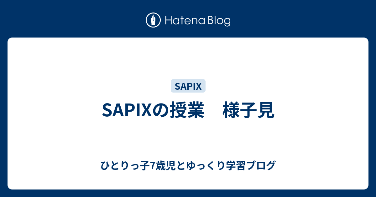SAPIXの授業 様子見 - ひとりっ子7歳児とゆっくり学習ブログ
