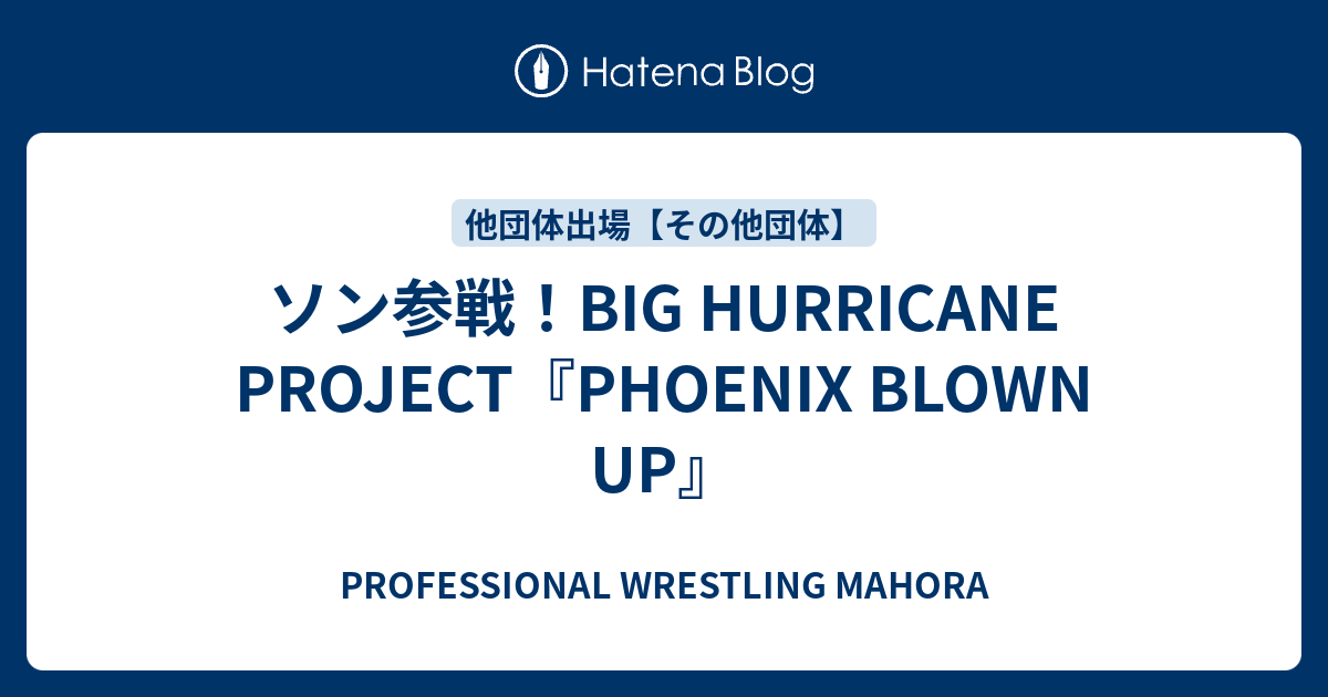 ソン参戦！BIG HURRICANE PROJECT『PHOENIX BLOWN UP』 - PROFESSIONAL WRESTLING ...