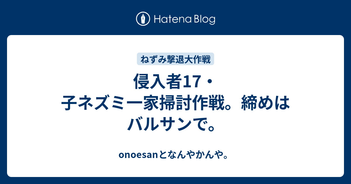 侵入者17・子ネズミ一家掃討作戦。締めはバルサンで。 - onoesanとなんやかんや。