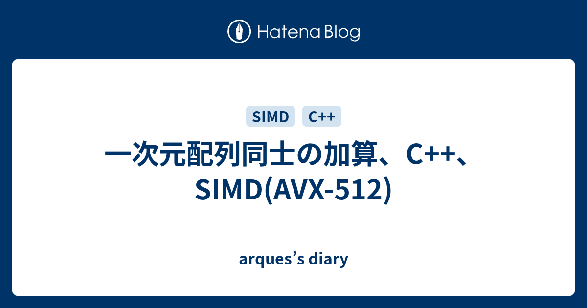 一次元配列同士の加算、C++、SIMD(AVX-512) - arques’s diary