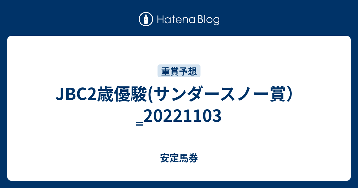 JBC2歳優駿(サンダースノー賞）‗20221103 - 安定馬券