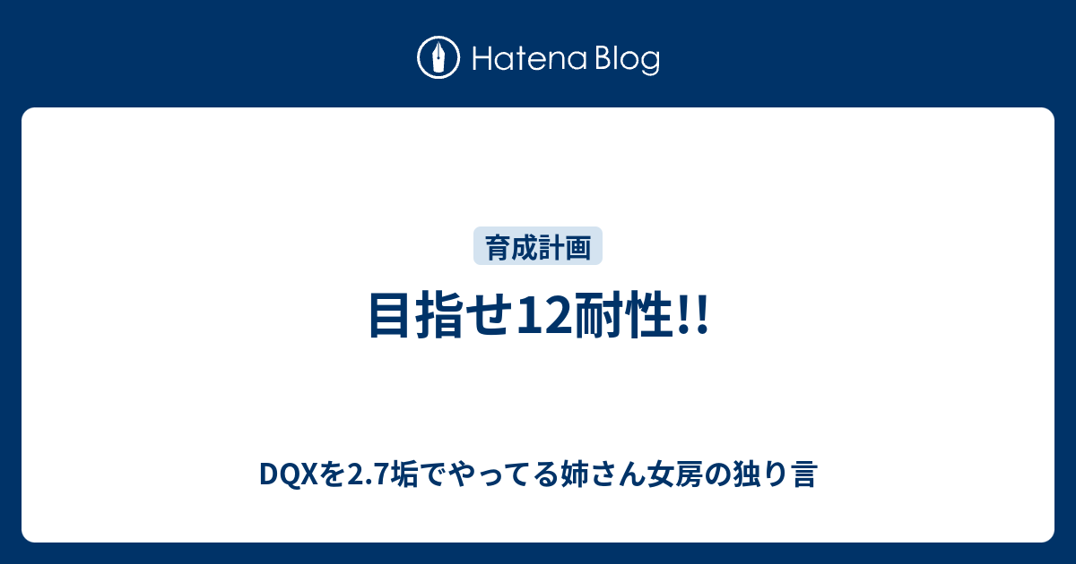 目指せ12耐性!! - DQXを2.7垢でやってる姉さん女房の独り言