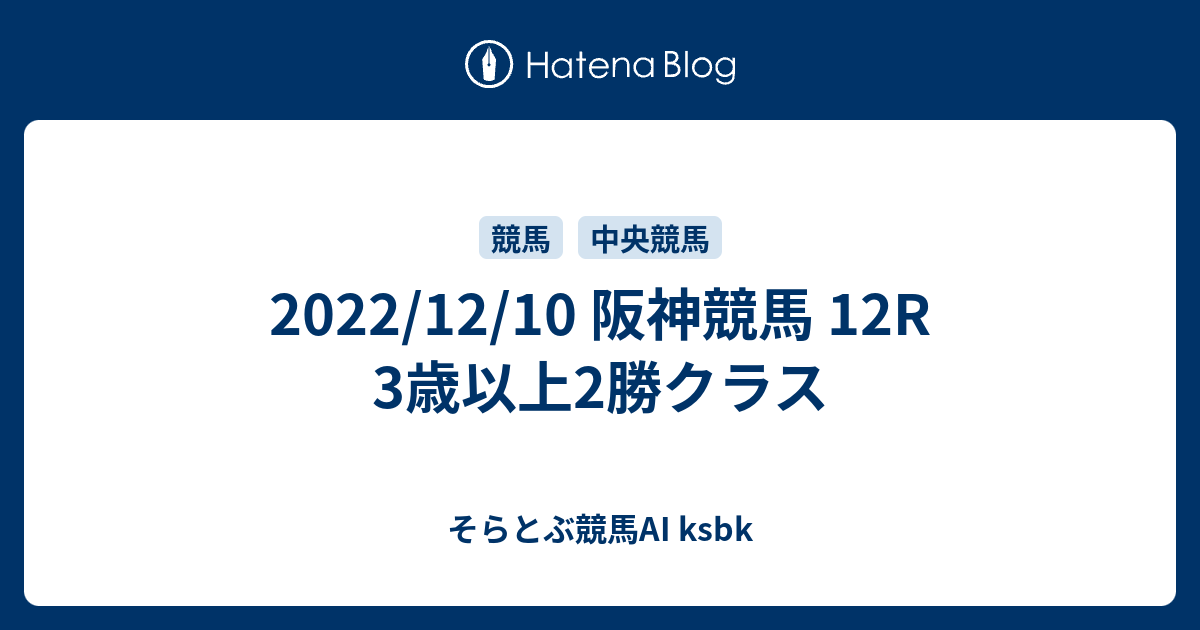 2022/12/10 阪神競馬 12R 3歳以上2勝クラス - そらとぶ競馬AI ksbk