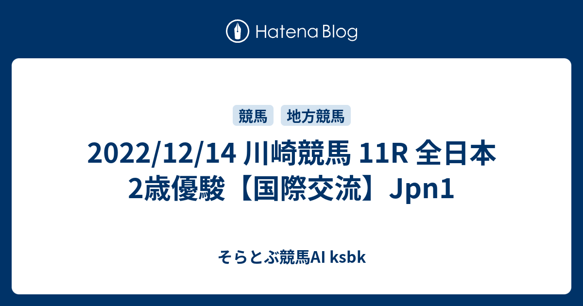 2022/12/14 川崎競馬 11R 全日本2歳優駿【国際交流】Jpn1 - そらとぶ競馬AI ksbk