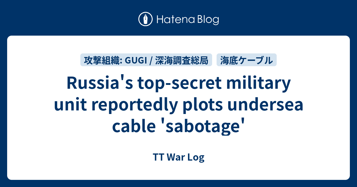 Russia's top-secret military unit reportedly plots undersea cable 'sabotage' - TT War Log