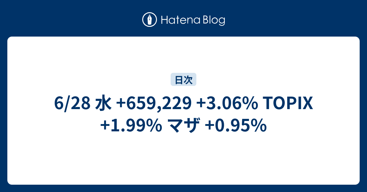 6/28 水 +659,229 +3.06% TOPIX +1.99% マザ +0.95%